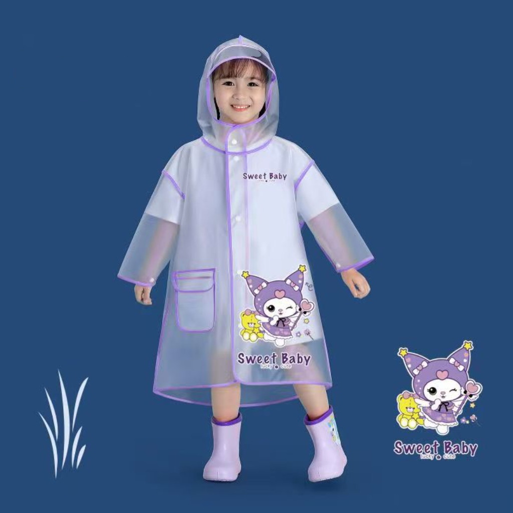 EVA Raincoat For Kids Boys Girls Waterproof Kapote Cartoon Full-body 5 ...