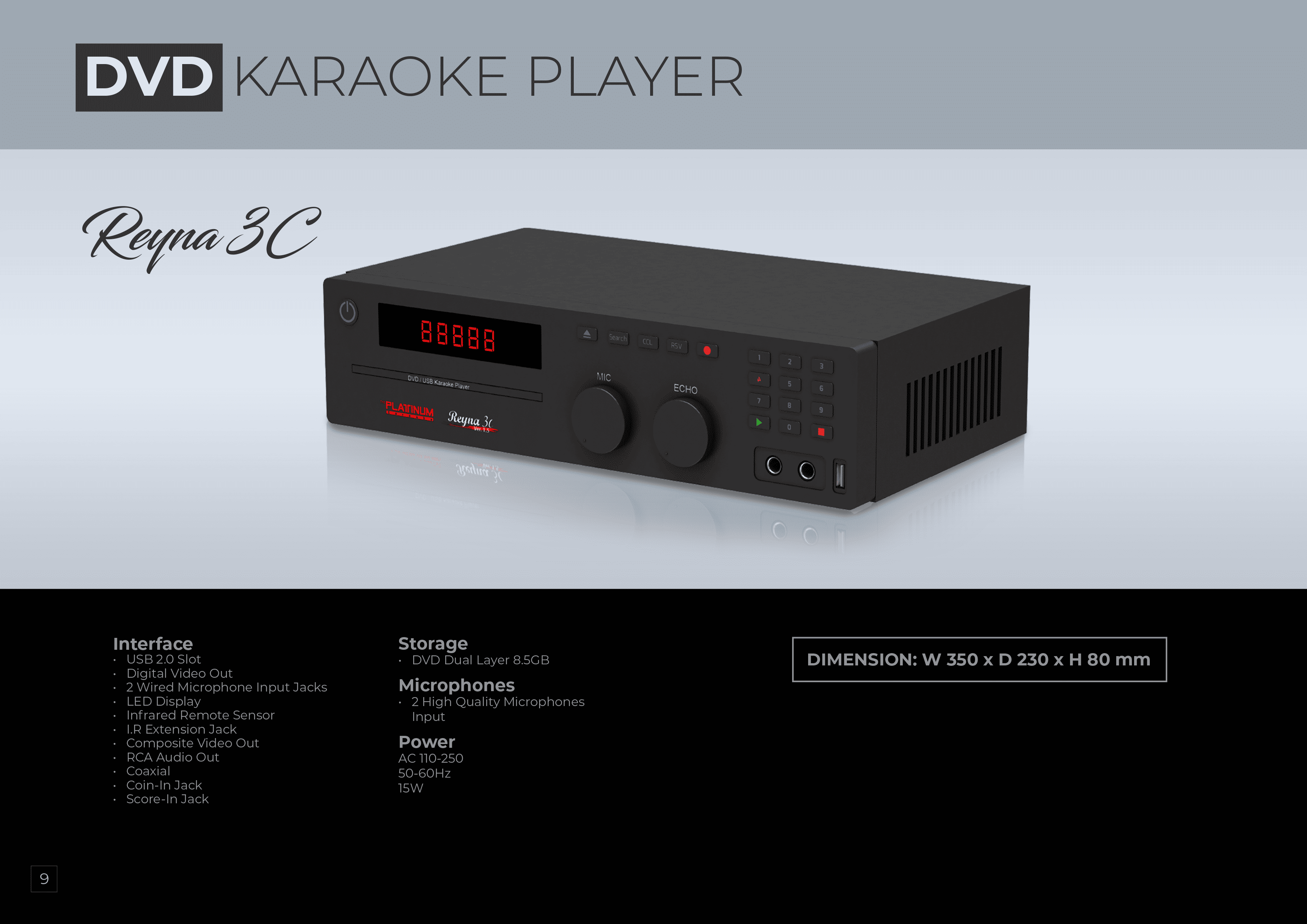 Platinum Karaoke Reyna 3C Player with 23,000++ Songs with Wired Microphone | Shopee Philippines