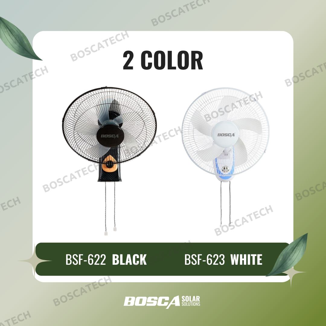 BOSCA BSF-623 16 inches Wall-Mounted Solar Fan 25W Rechargeable Solar ...