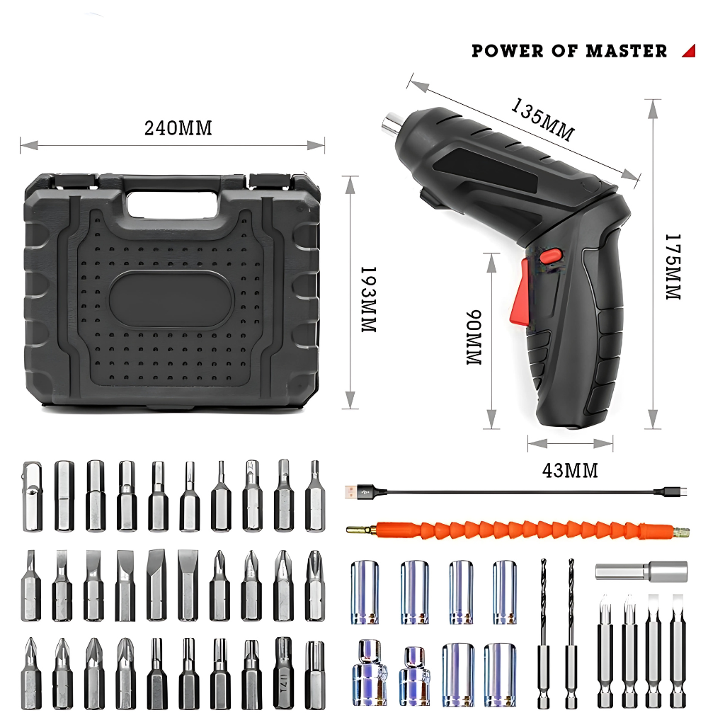 Evtor Cordless Electric Screwdriver Set | 48pcs Rechargeable Tool Kit ...