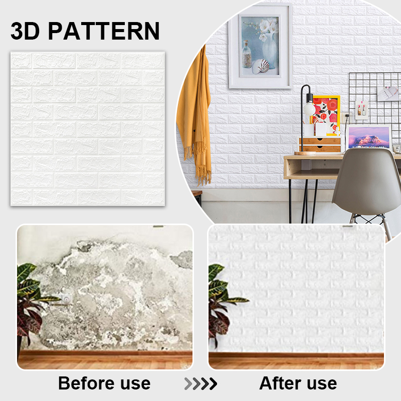 50Pcs 3D NEW Foam Bricks Self-Adhesive Wall Sticker Waterproof ...