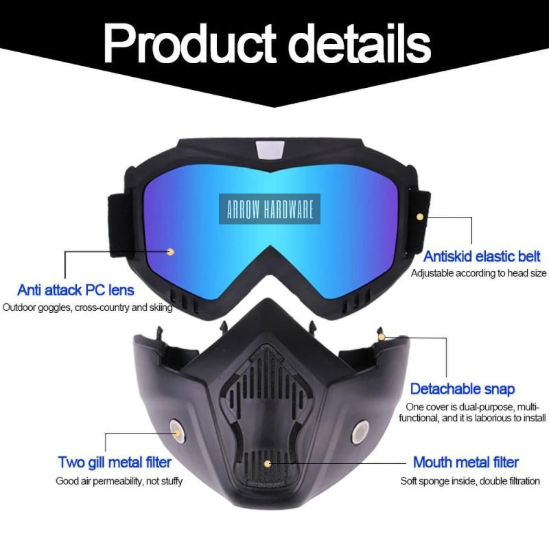 Motorcycle Goggles Mask Helmet goggles Removable Open Half Face ...