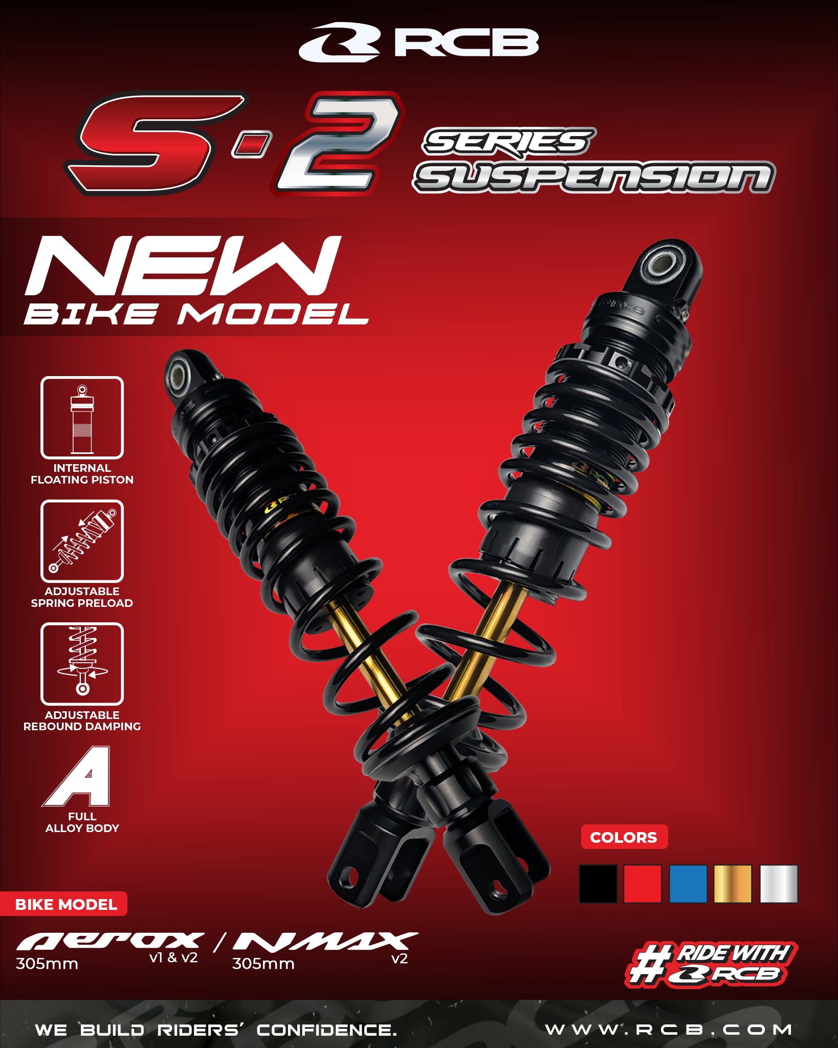 RCB S2 Series Dual Shock Absorber Nmax V2/Aerox/Xmax/Pcx | Shopee Philippines
