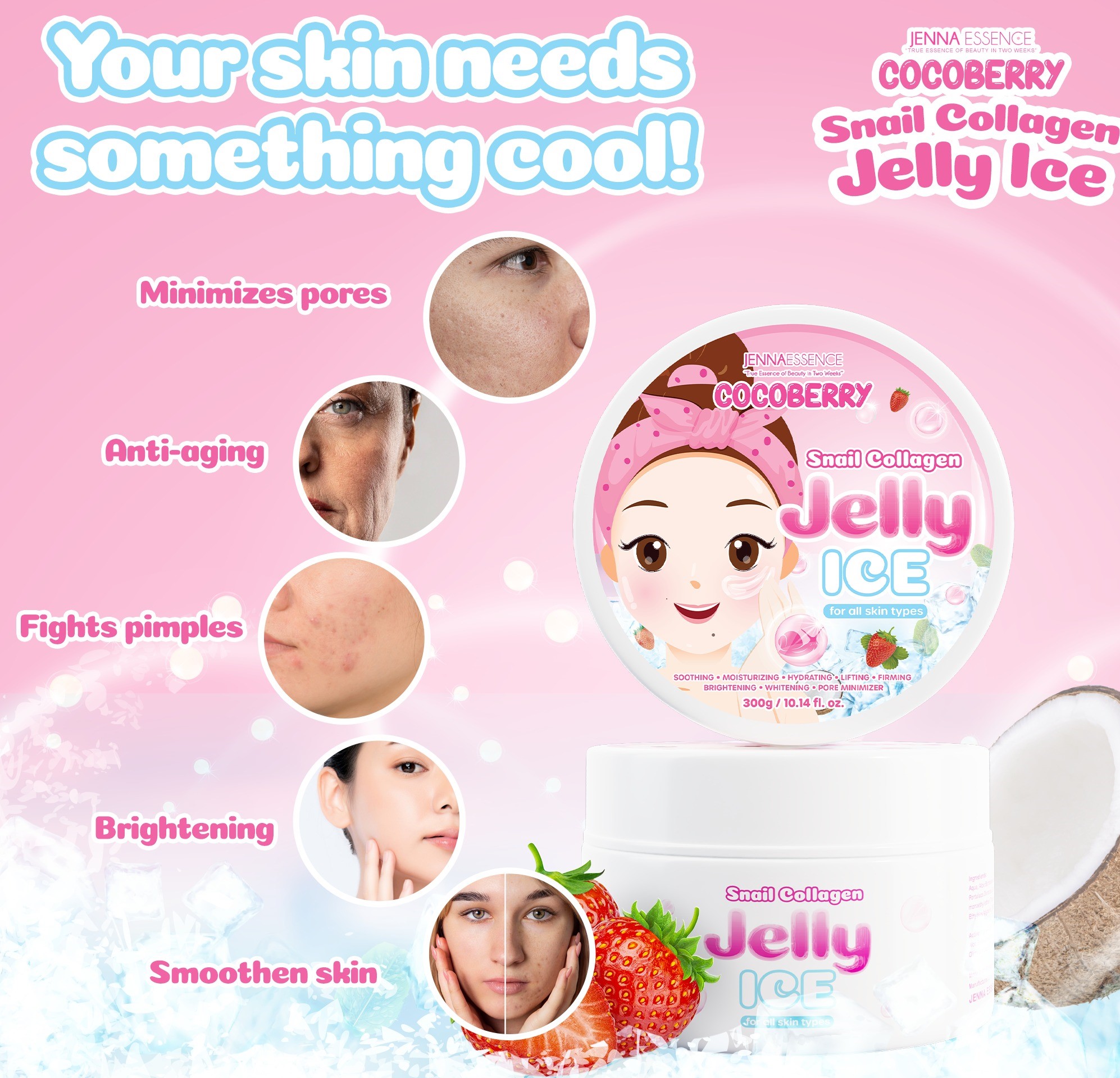 JENNA ESSENCE Cocoberry Bleach Scrub & Snail Collagen Jelly Ice ...