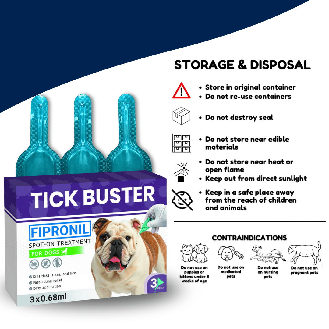 LKJ-Tick Buster Spot On for Dogs – Flea & Tick Treatment, 30-Day ...