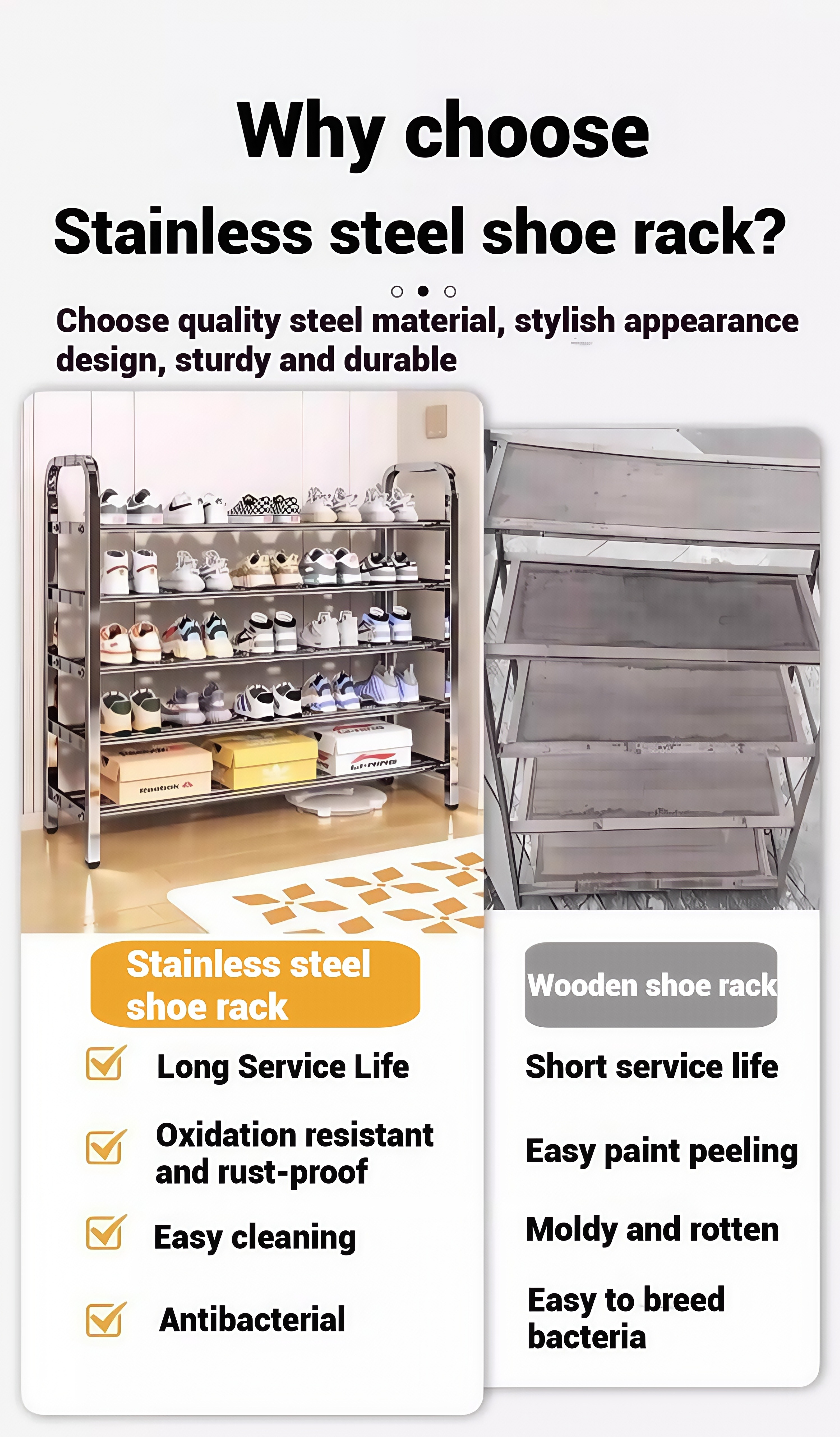 2-6 Layer Stainless Steel Shoe Rack Metal Floor-standing Stable Shoes ...
