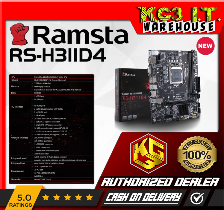 RAMSTA RS-H311-D4 Micro ATX Motherboard | Supports Intel 6,7,8,9th Gen Processors | LGA 1151 ...