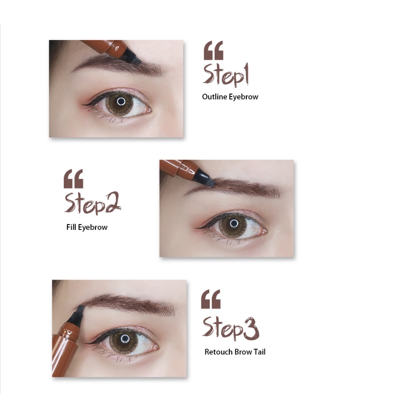 4 Tip Eyebrow Pencil Liquid Brow Tattoo Waterproof Makeup Eyebrows Tool ...