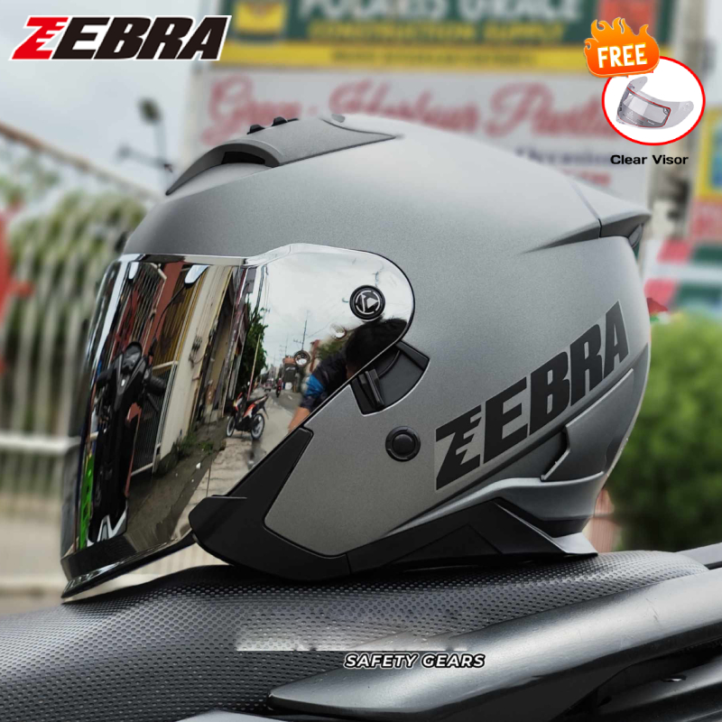 Zebra Ym-902 Plain Half Face Helmet For Motorcycle Dual Visor With Icc ...