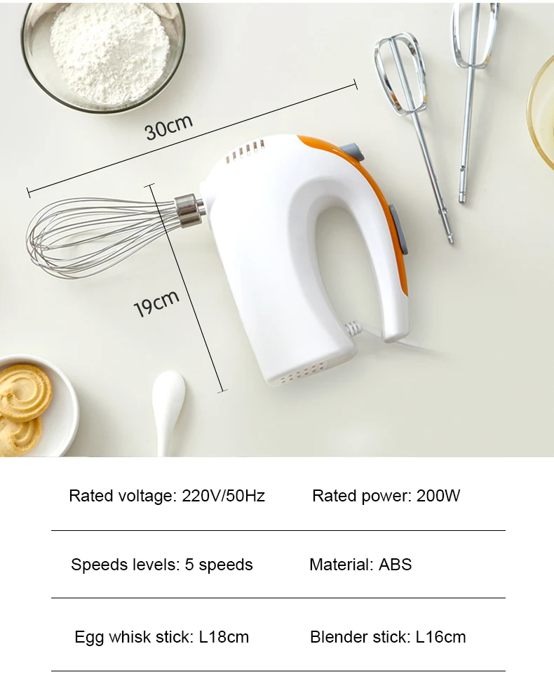 Heavy Duty Electric Hand Mixer for Baking – 5-Speed Egg Beater ...