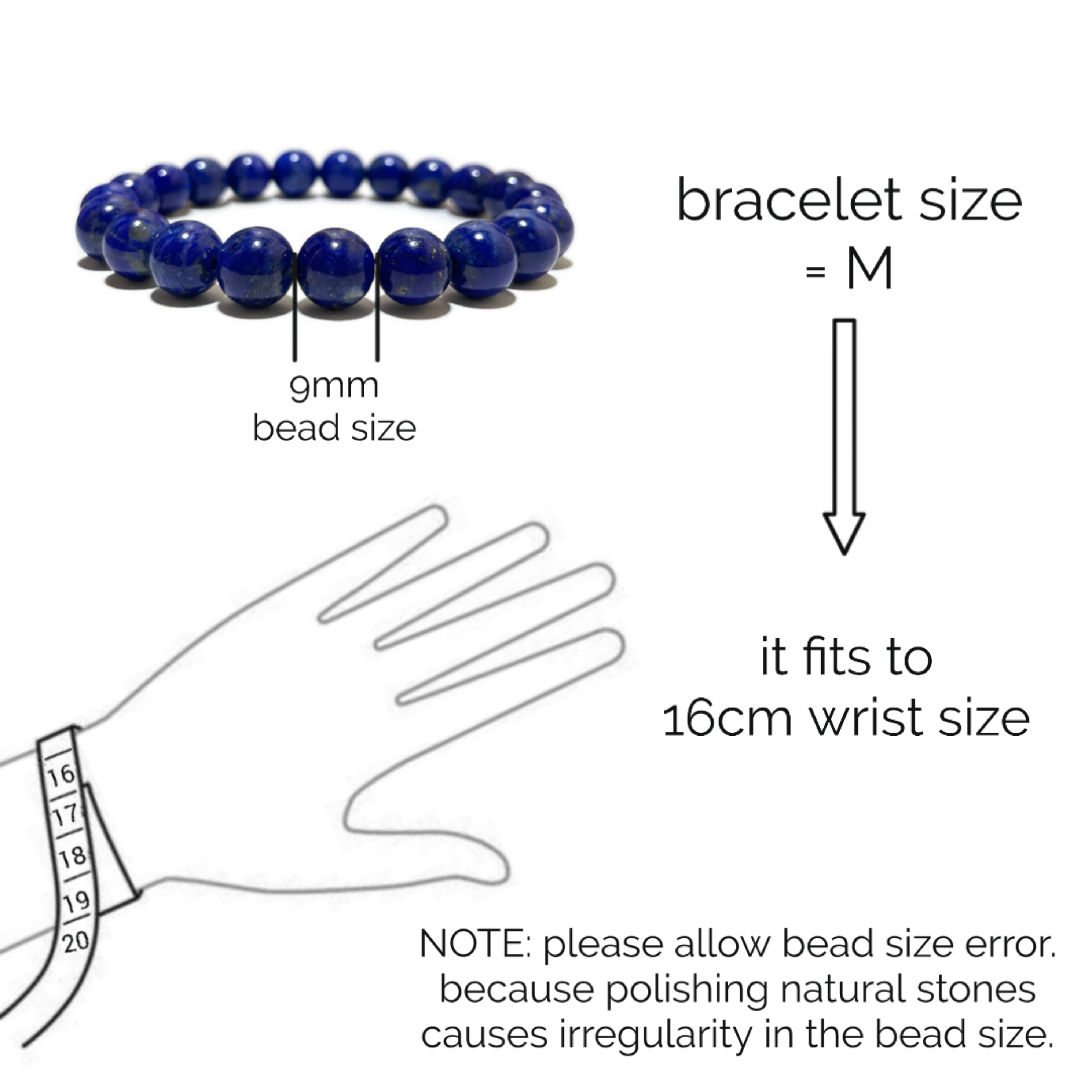 MEG High Quality Lapis Lazuli Bracelet Natural Healing Crystal Beads ...
