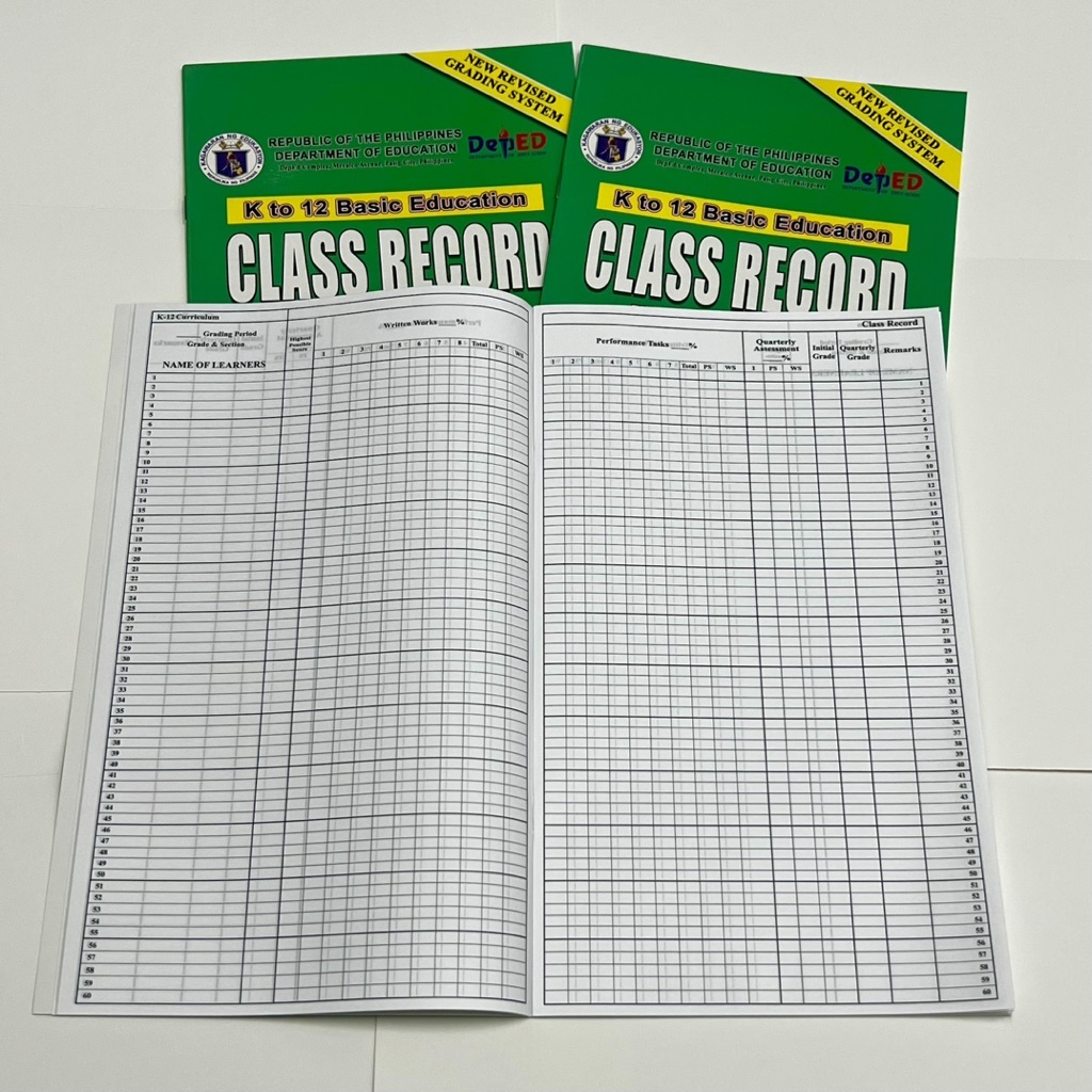 Class Record for K to 12 Basic Education (Elementary & High School ...