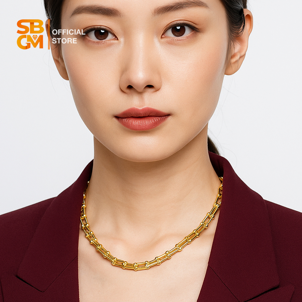 SBGM 18k Gold Plated Stainless Steel Hardware Link Necklace 18 Inches ...