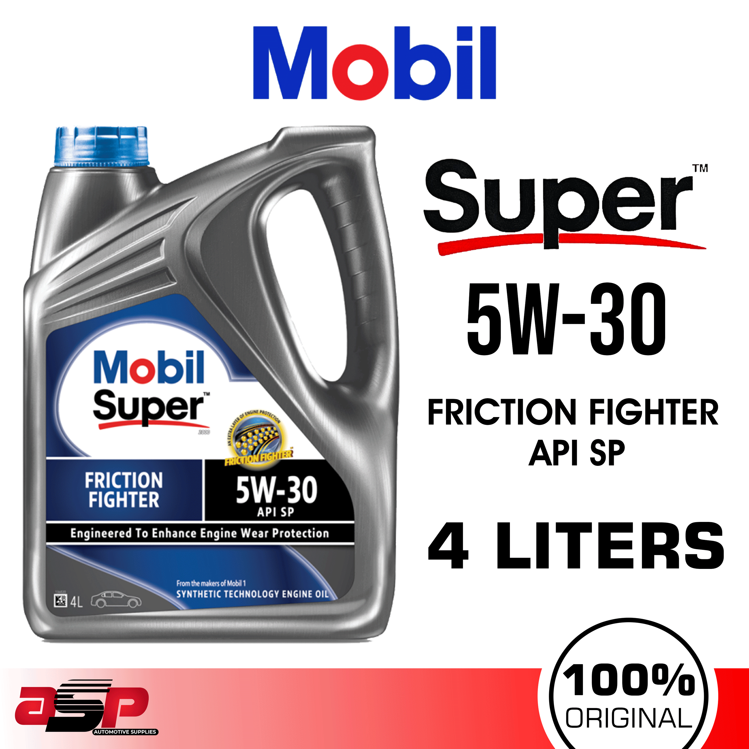 Mobil Super Friction Fighter 5W-30 Gasoline Oil 4 Liters / 1 Liter ...