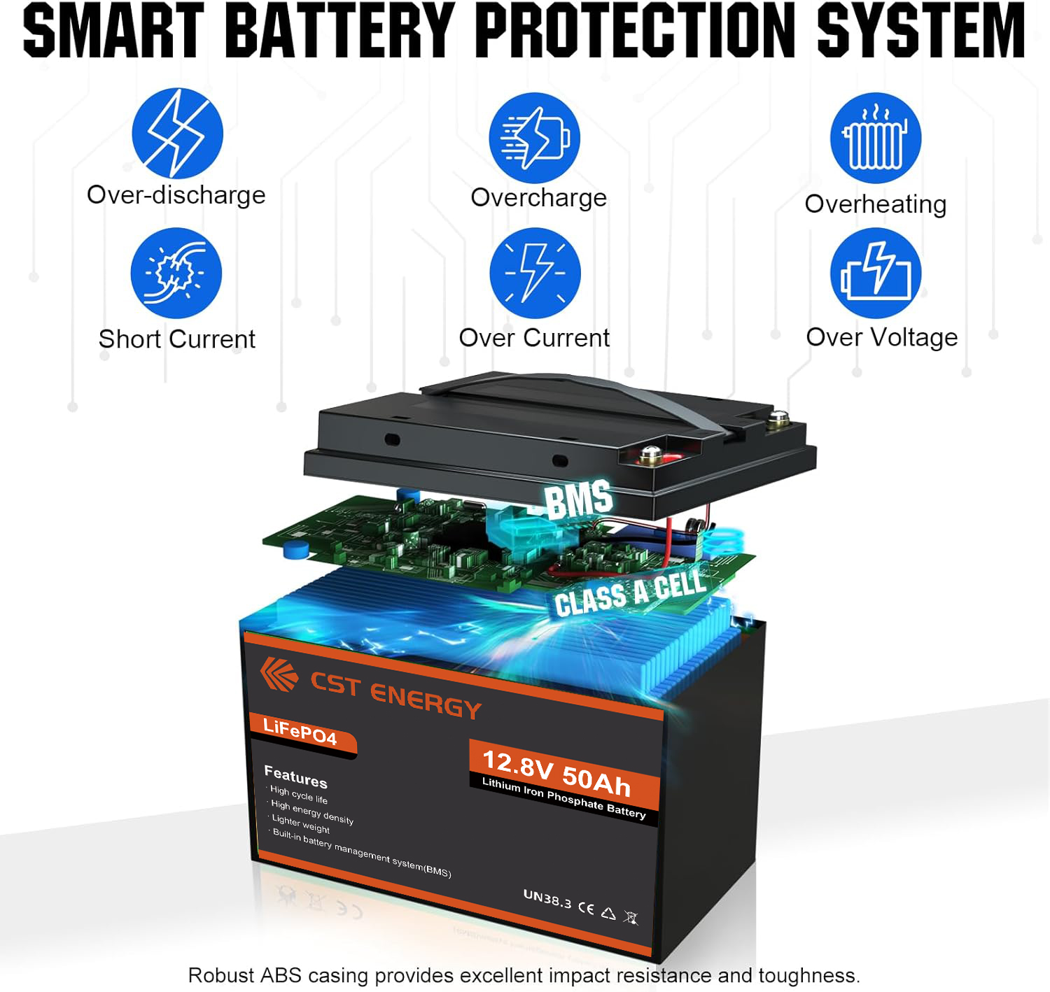 CST ENERGY LifePo4 Battery 12V 50AH Lithium Battery 12V 100AH with ...