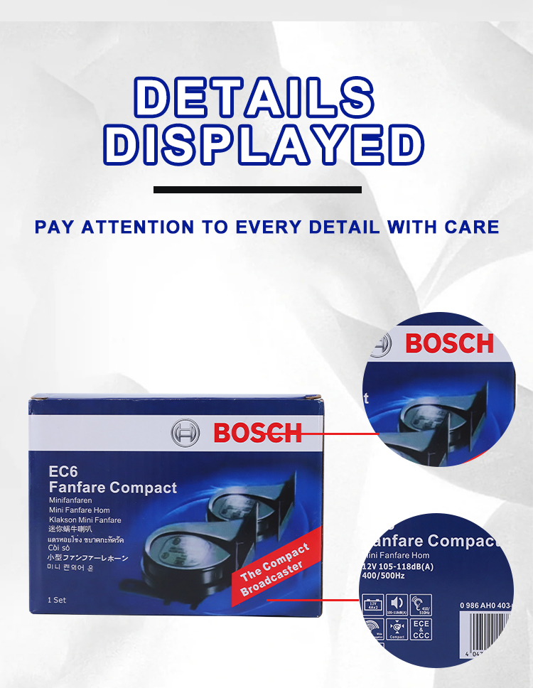 Bosch Compact Horn Ec6 Mini Fanfare12V 105-118dB(A)400/500Hz Car And ...