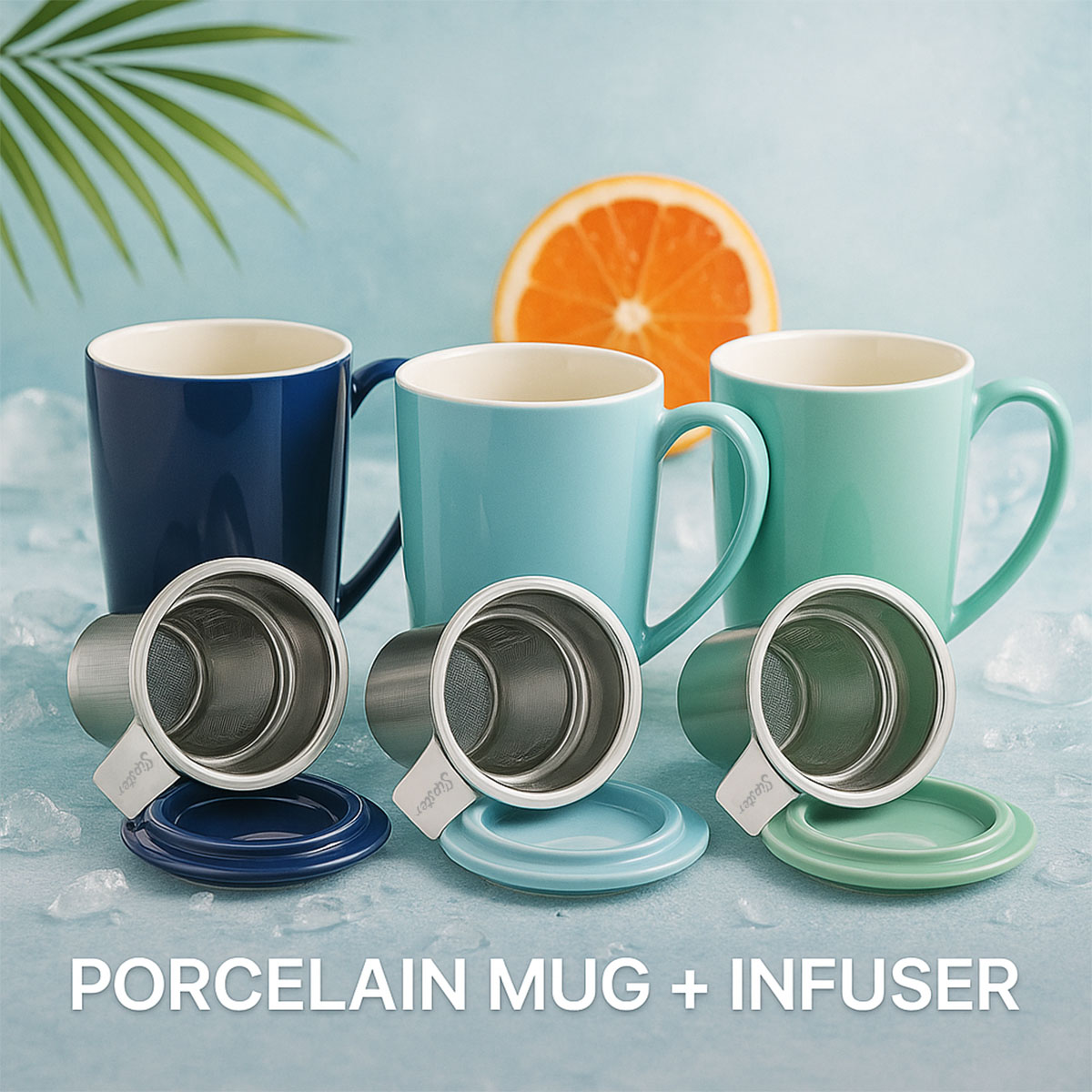 Sipster Porcelain Tea Mug with Infuser and Lid, 15 oz - 304 Stainless ...