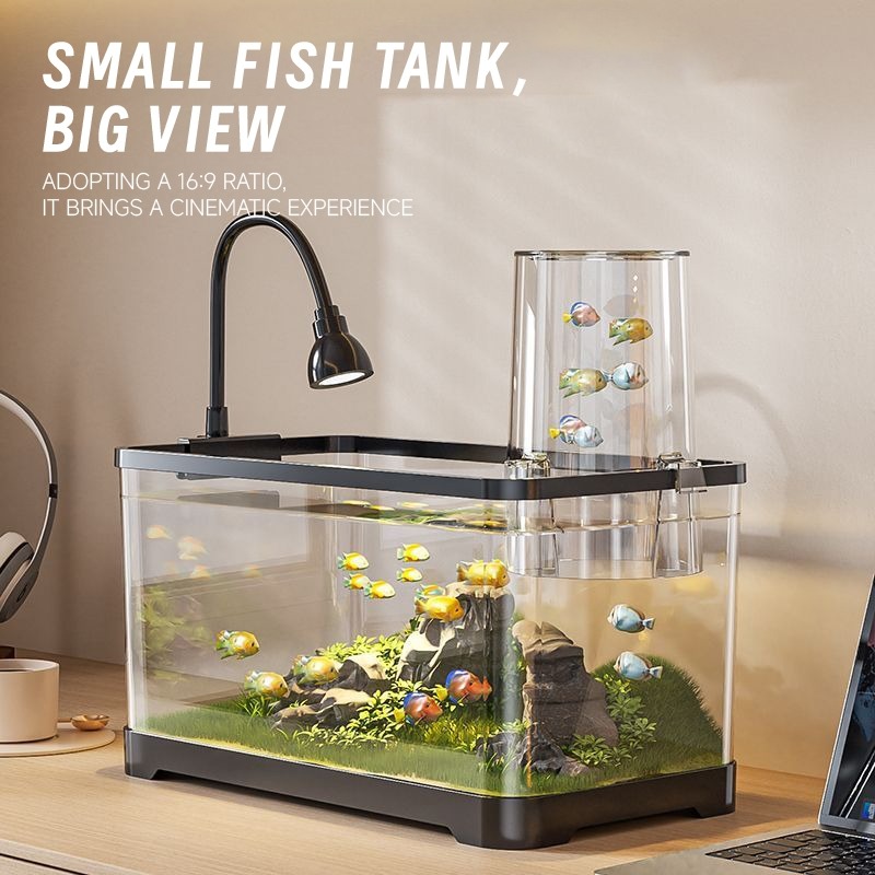 Aquarium Fish Tank Starter Kit, Desk Aquarium Set,Complete Desktop AS ...