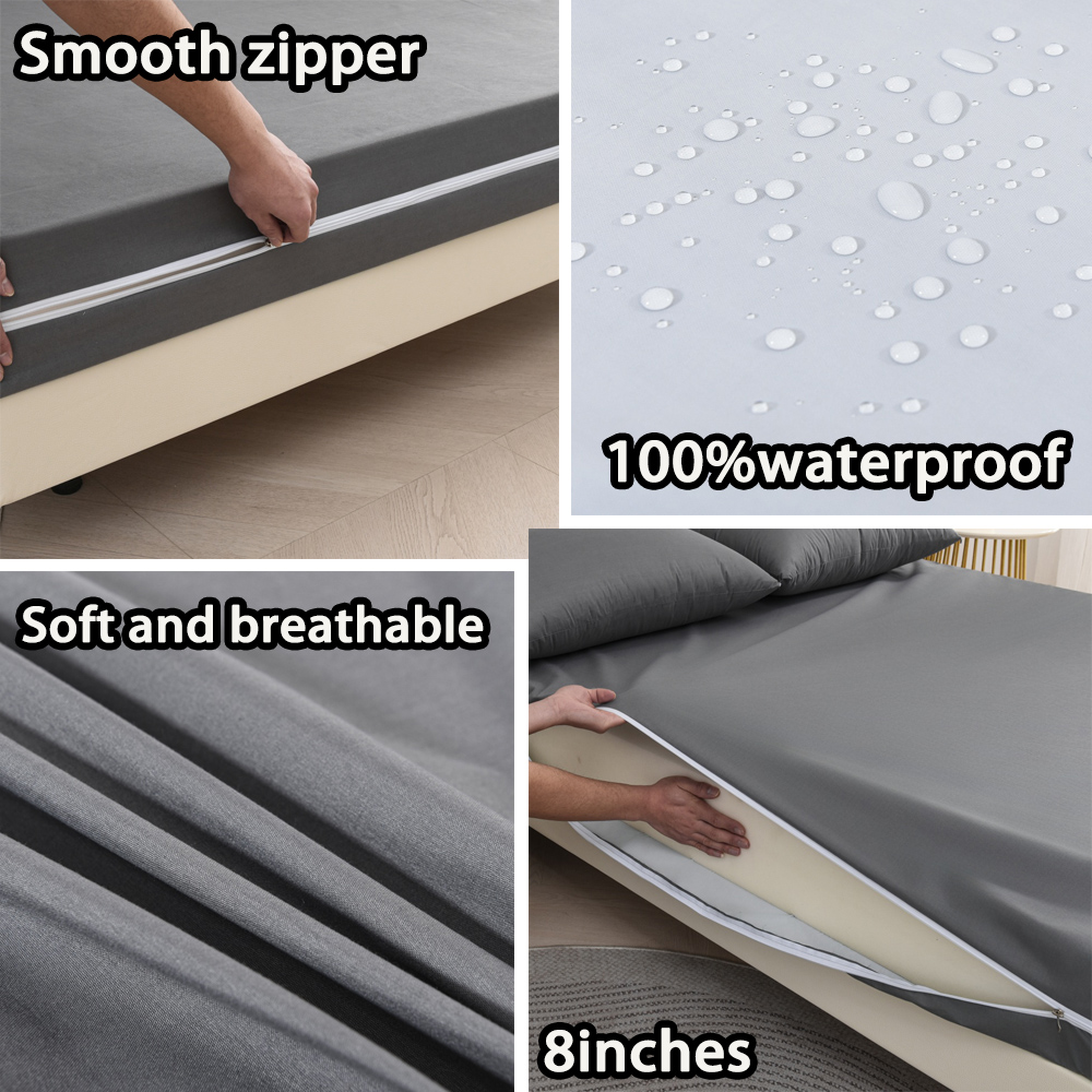 Waterproof Foam Cover With Long Zipper 2/4/6/8 inches Thickness Bed ...