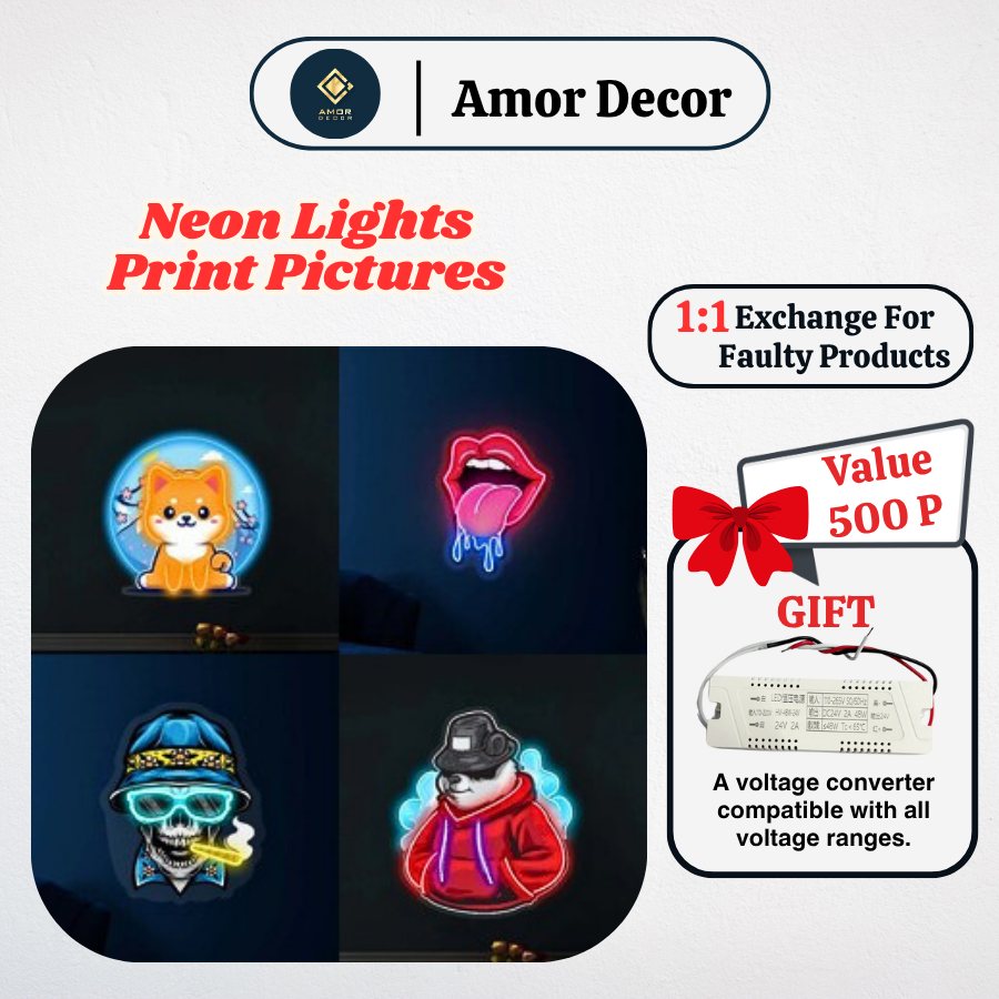 Neon Lights Print Pictures Use Room Decor, Bedroom Decoration Material ...