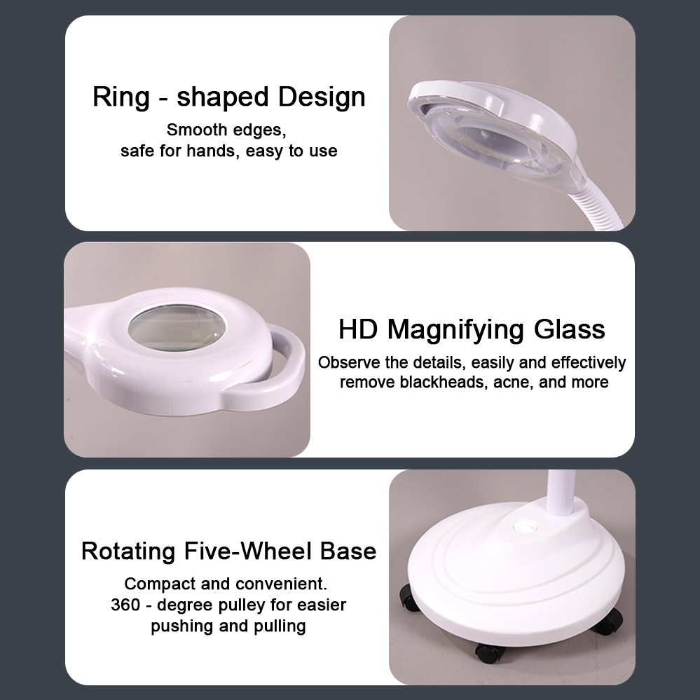Facial Light Stand Magnifying Glass With Light 8X Magnifying Lamps ...