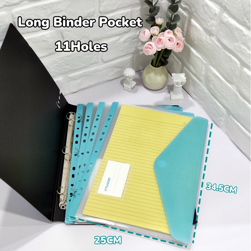 Long Envelope Binder Pocket 11 Holes Clear Poly Binder Envelope with ...