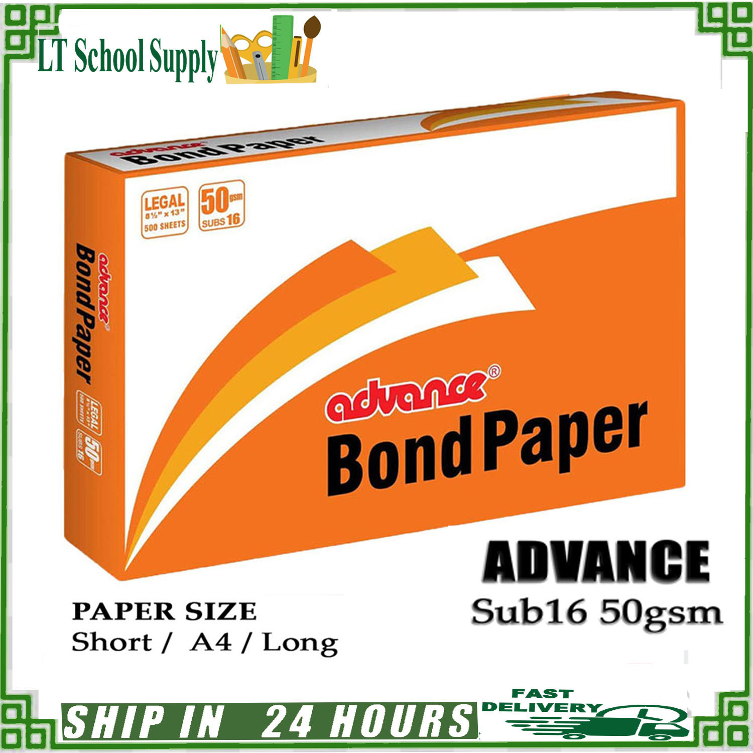 1 Ream Advance Bond Paper 50gsm Substance 16 | Shopee Philippines