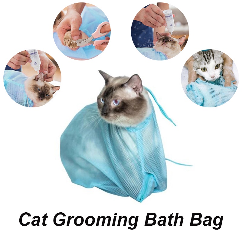 Cat Grooming Bath Bag Mesh Cat Bathing Bag Cat Washing Bag Biting ...