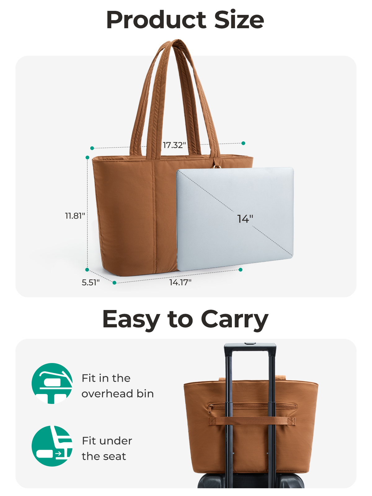 BAGSMART Fashion Tote Bag Lightweight Shoulder Bag Puffer Casual 14 ...
