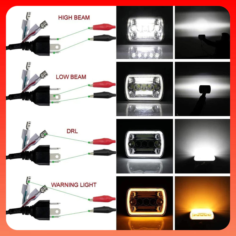 Jeep Headlights 24V 12V 5x7 LED Car Headlight jeepney accessories ...