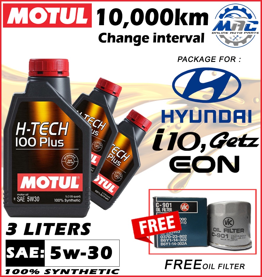 Motul H-Tech 100 Plus 5W30 3 Liters for HYUNDAI EON , I10 and GETZ (100 ...