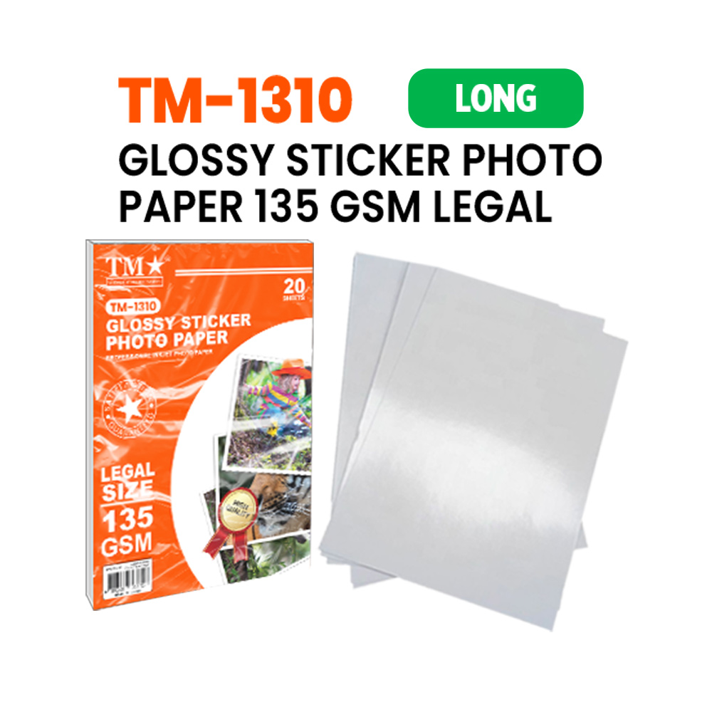 TM | 60 packs Glossy Sticker Photo Paper Legal 135 GSM (TM-1310 ...