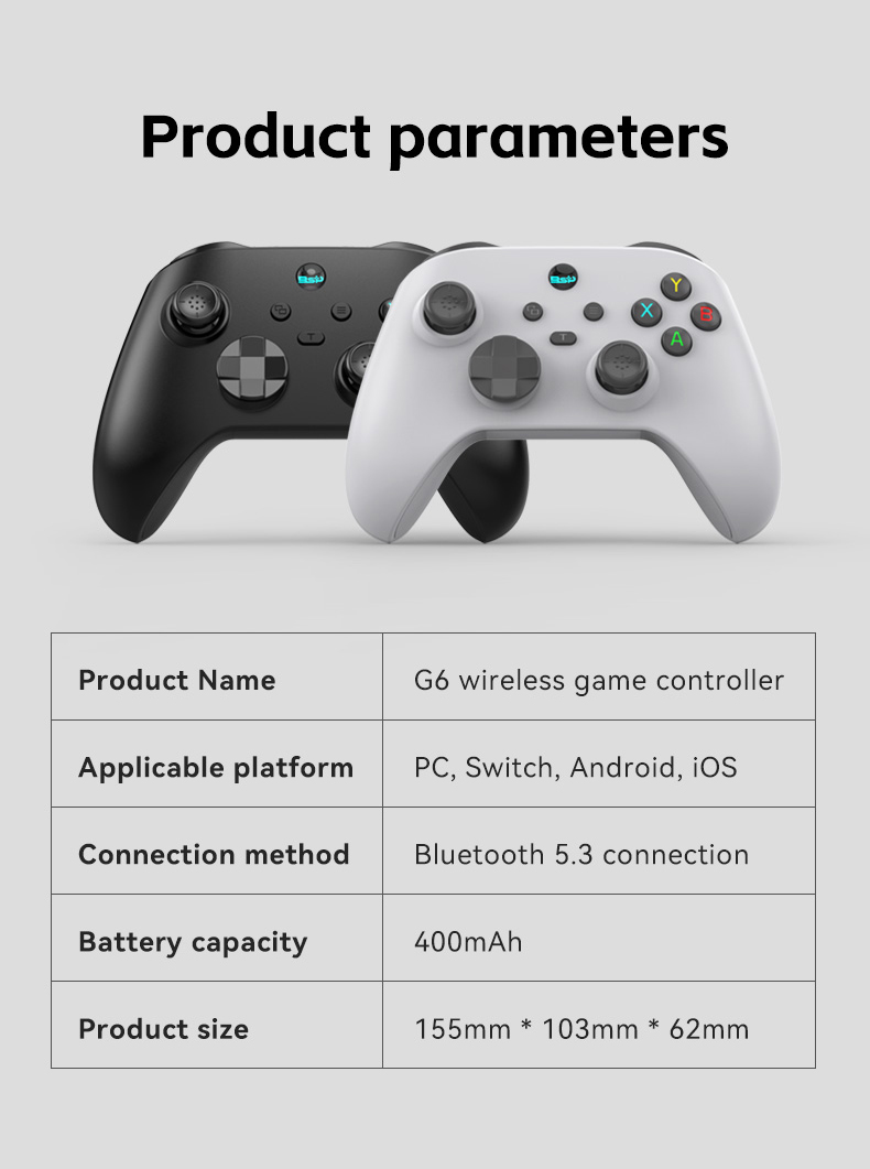 BSP G6 Wireless Game Controller Double Hall 5.3 BT Tri-Mode Gamepad Six ...