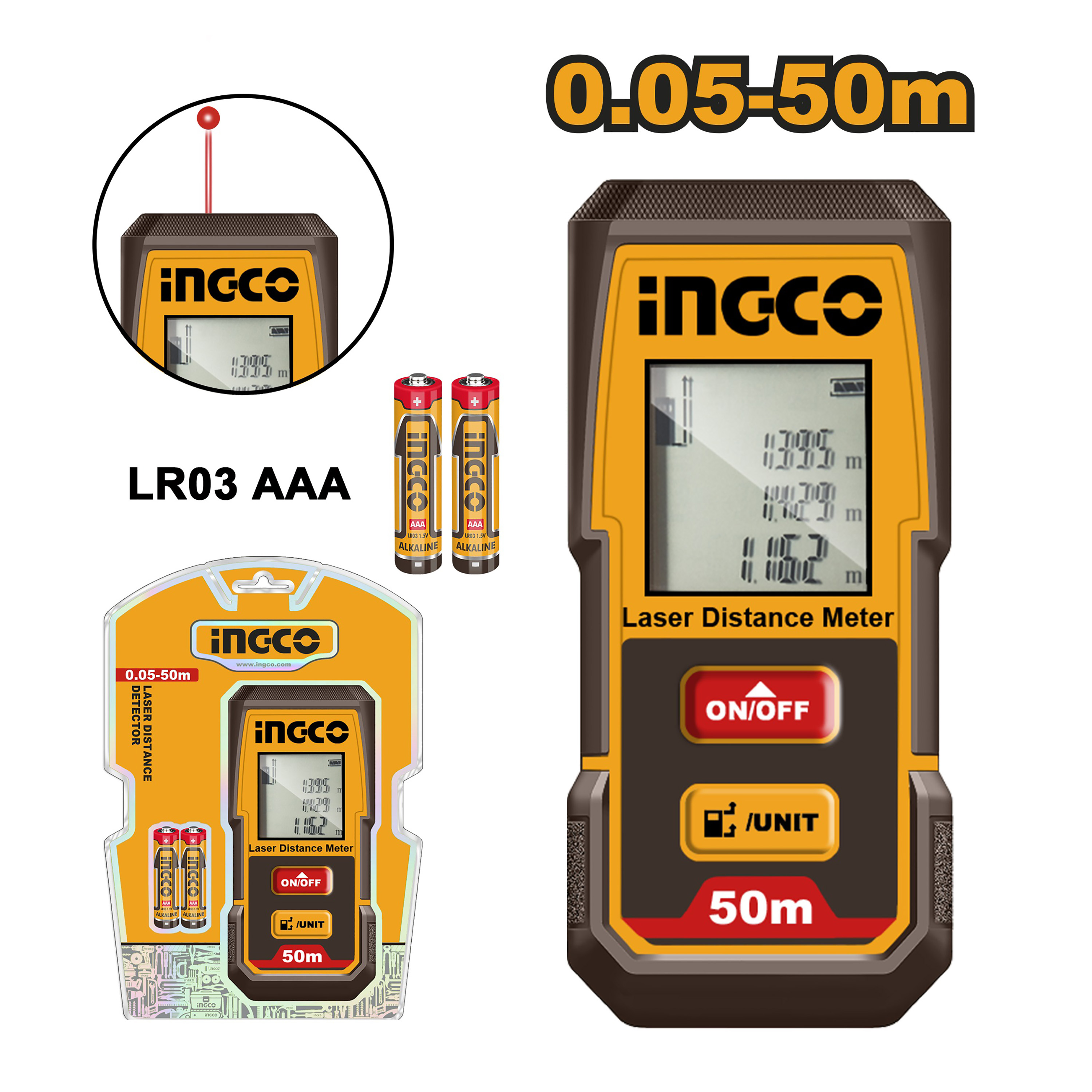 Ingco by Winland Laser Distance Detector with Measuring Range:0.05-50m ...