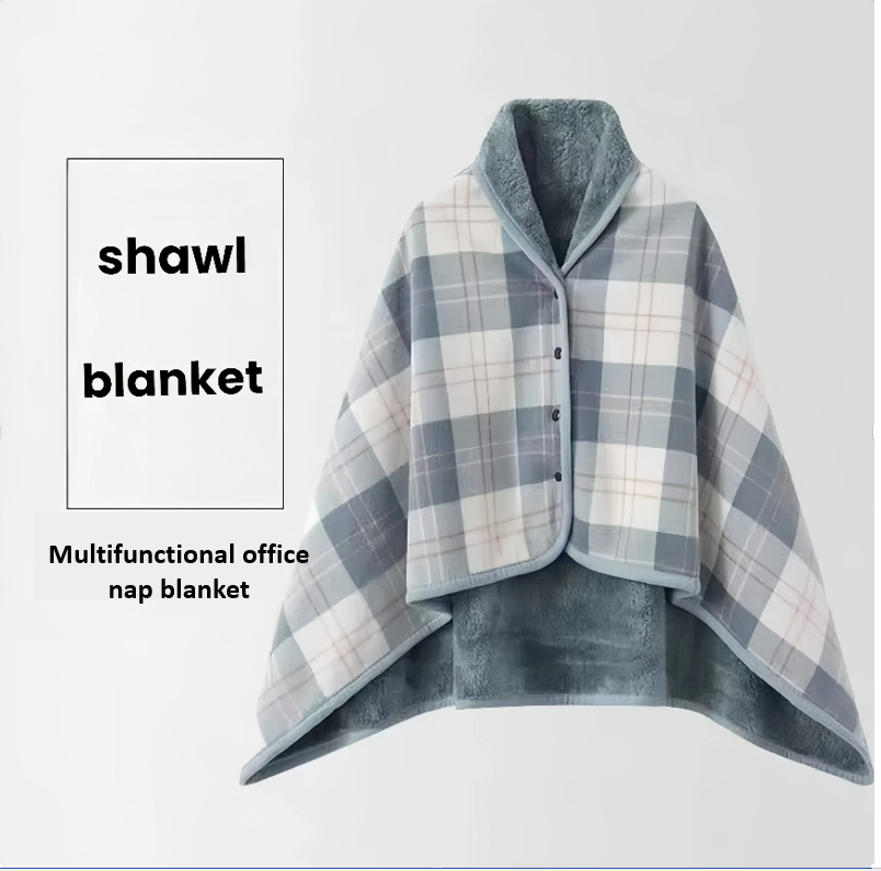 Double-Layer Thick Fleece Wearable Blanket Shawl for Women - Multi-Use ...