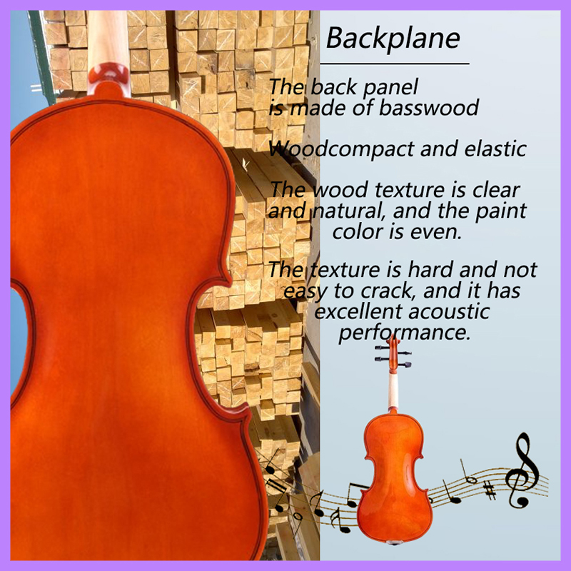 Heart String Violin Instrument Full Size Violin Set Wood Violin 4/4 3/4 ...