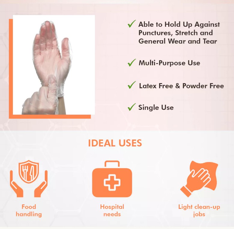 Great Glove Vinyl Disposable / Examination Gloves 1 Box - 100pcs ...