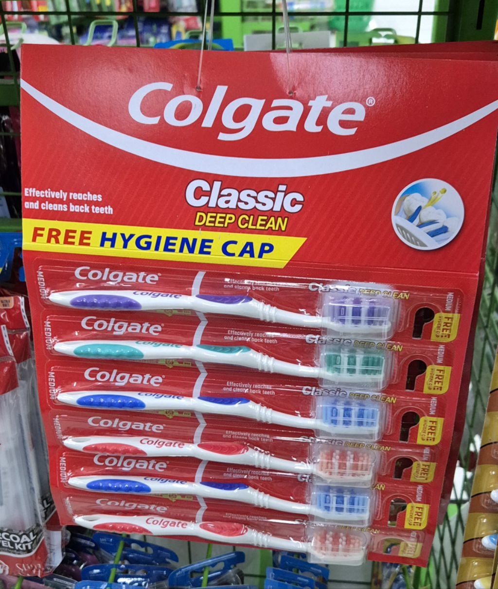 Colgate Classic Deep Clean Toothbrush 6pcs with free hygiene cap ...