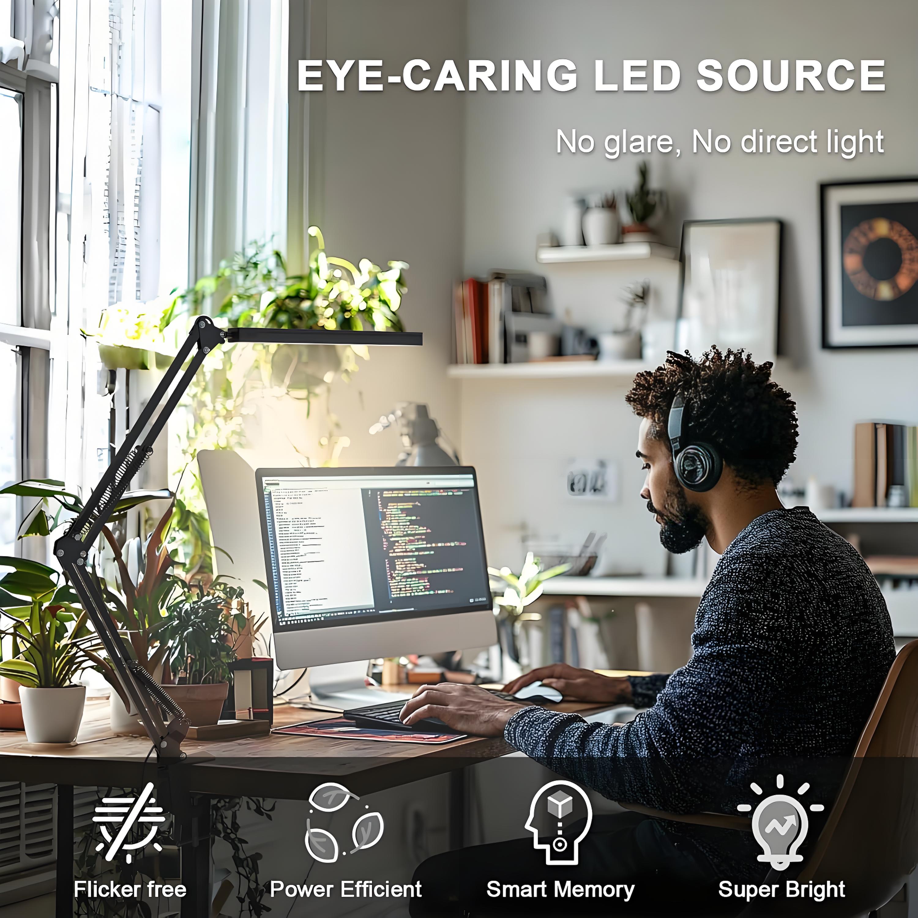 Luxy LED Desk Lamp 360° Swing Arm Eye Protection Reading Lamp 3 ...