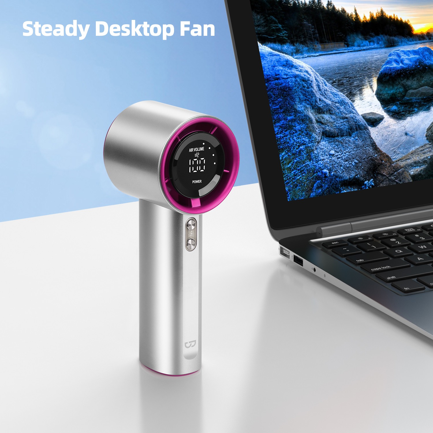 Goojodoq Mini High Speed Fan with LED Display Maximum Wind Speed 9m/s ...