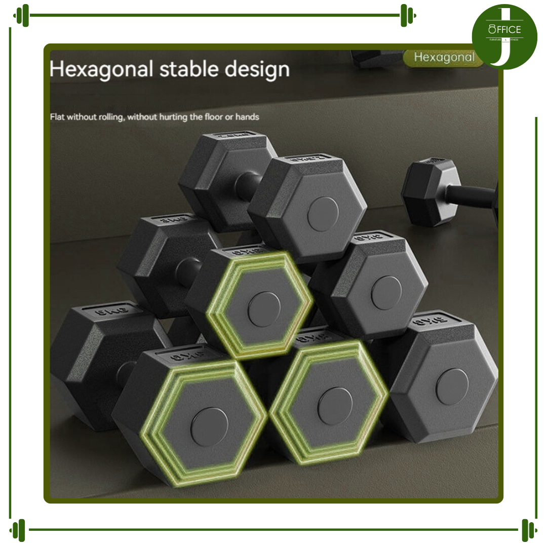 J. Office - PVC Dumbbell 1kg/2kg/3kg/ pair 5kg/10kg piece Hexagonal ...