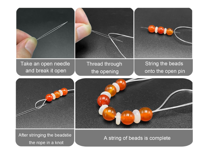 Collapsible Bead Threader,Stainless Steel Beading Needles,6 Sizes Big ...