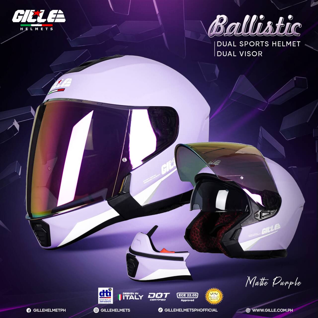 100%Original Gille 2020 BALLISTIC Modular Dual Visor full Face Retro ...