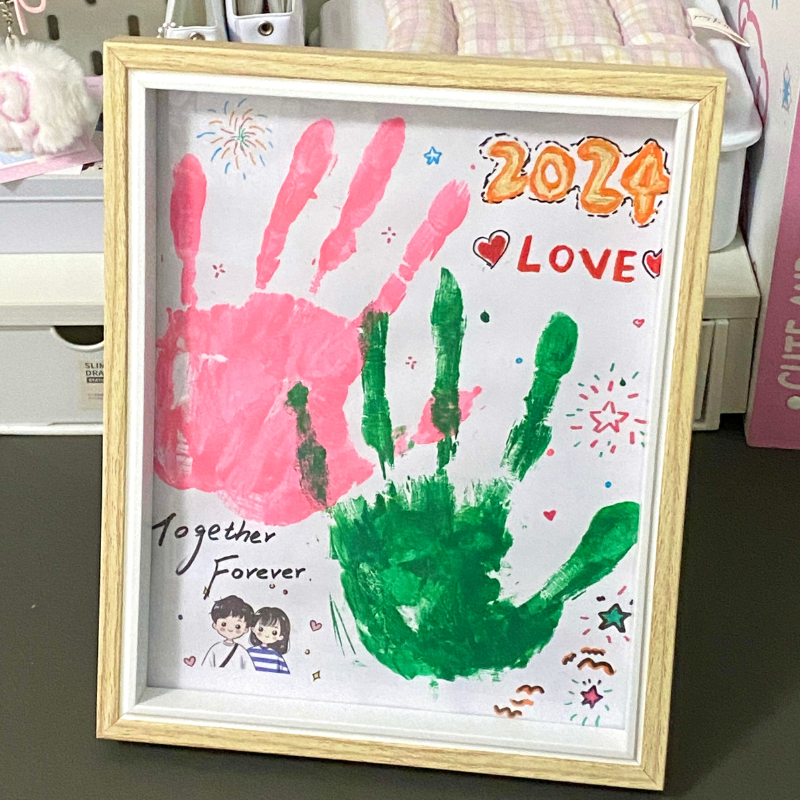 DIY Hand Paint Shadow Box Frame with Paint Set Wooden Handprint Photo ...
