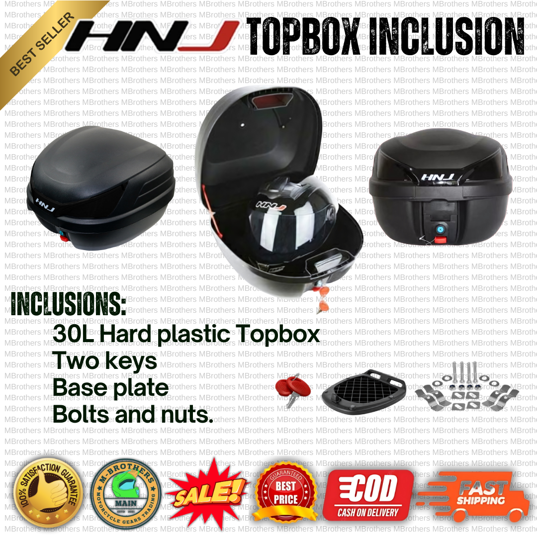 Topbox Only HNJ (012) 30 Liters Universal Topbox Hard Plastic Helmet ...