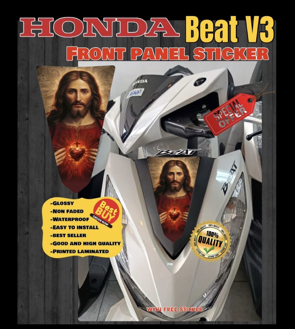 HONDA BEAT V3 VERSION 3 TEAM JESUS mid cut FRONT PANEL COVER STICKER ...