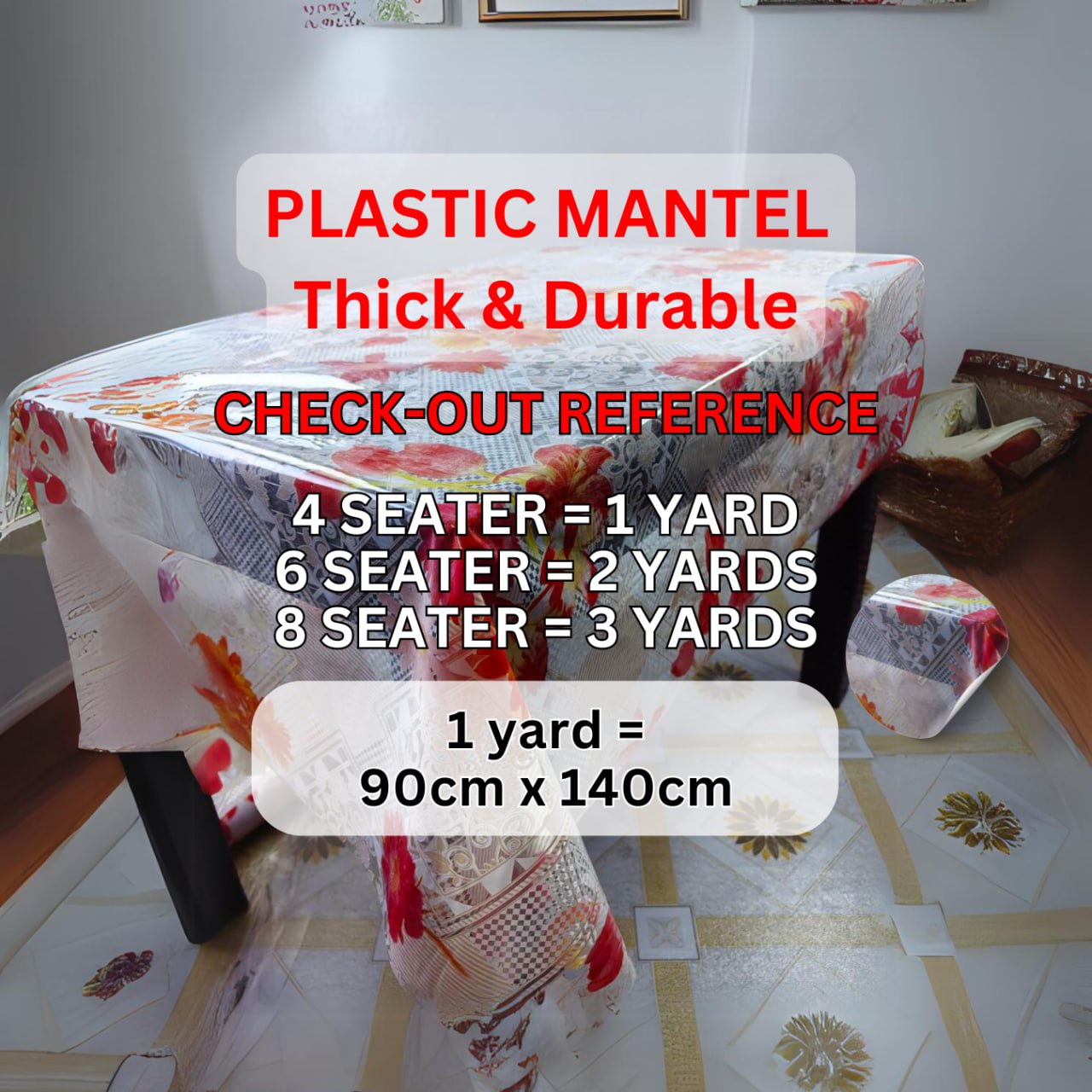 Plastic Mantel TABLE CLOTH (SOLD PER YARD), Thick, No Water Leak, Water ...