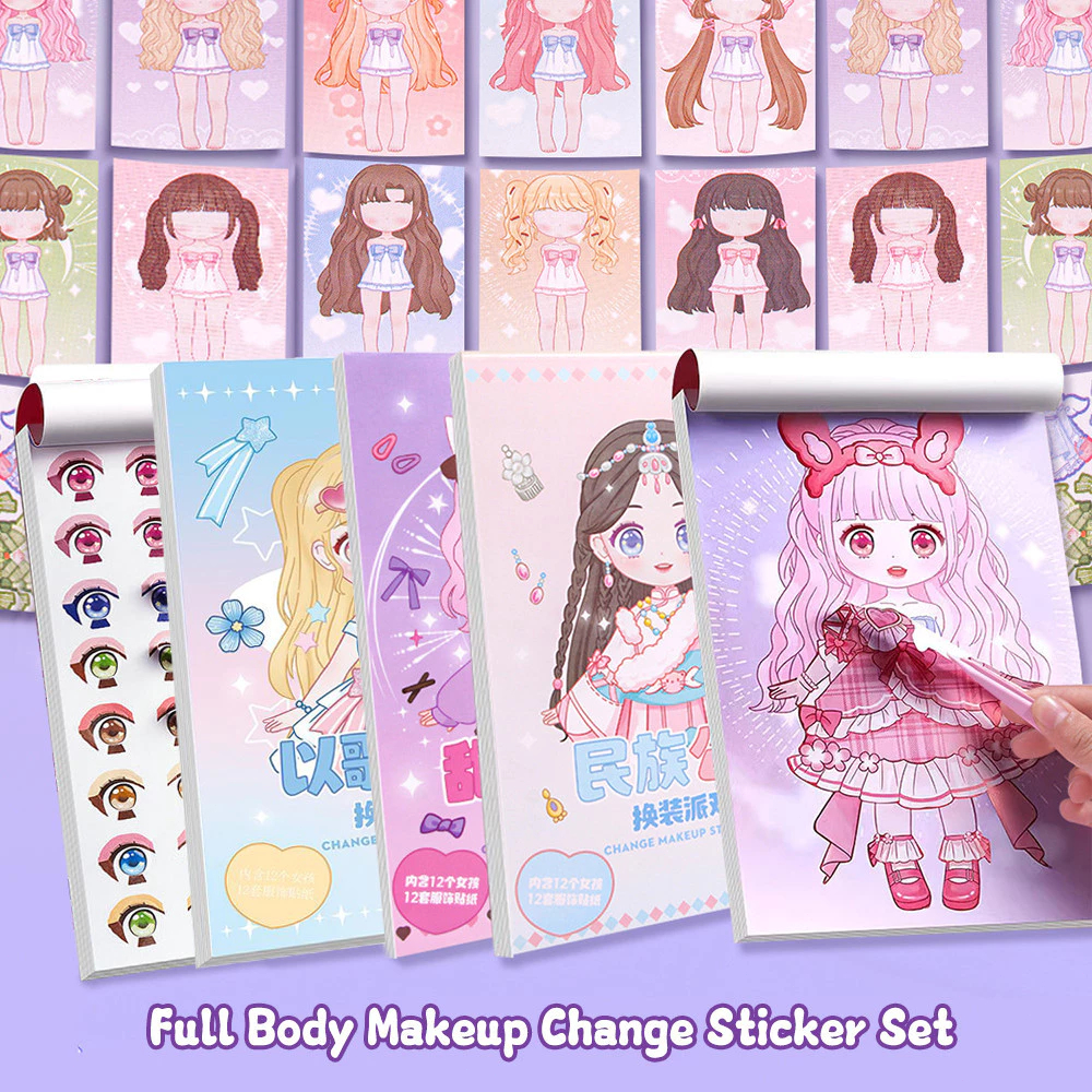 Lillove Sticker Book Stickers Paper Doll Dress Up Whole Body Dress Up ...