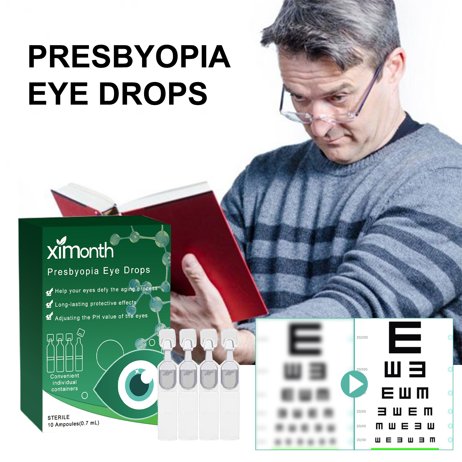 XIMONTH Presbyopia Eye Drops, Relieves Eye Strain and Improves Vision ...