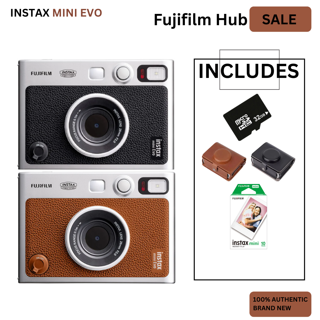 Instax Mini EVO Hybrid Instant Camera Black/Brown + Free 10 Sheets ...